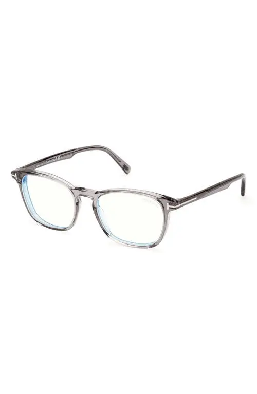 TOM FORD 52mm Square Optical Glasses - Grey / T Logo / Blue Block