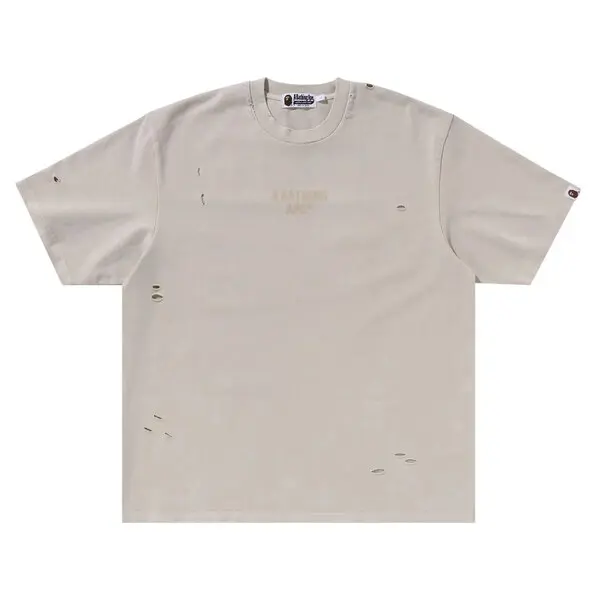 A BATHING APE Damaged Garment Dyed Relaxed Fit Tee 'ivory