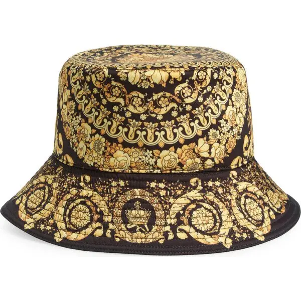 Versace Barocco Drill Bucket Hat - Black Gold