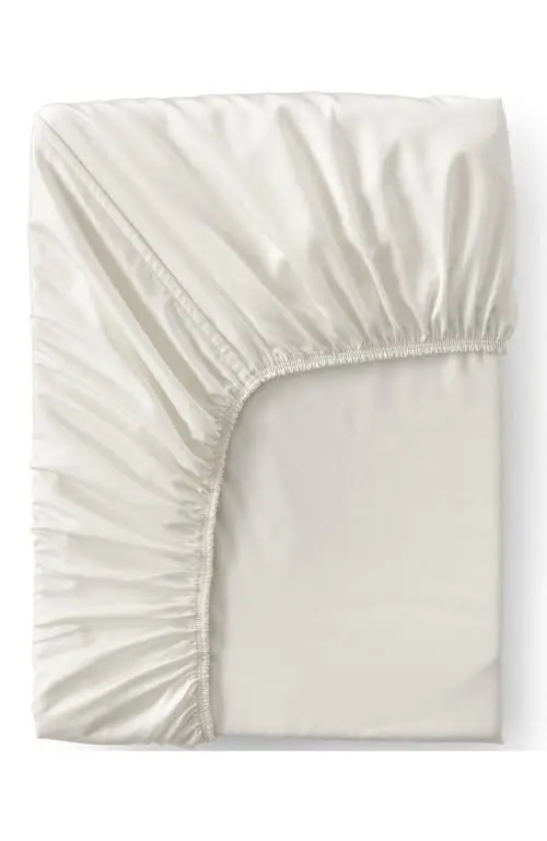 LANDS' END 417 Thread Count Premium Supima Cotton No Iron Sateen Fitted Bed Sheet - Ivory