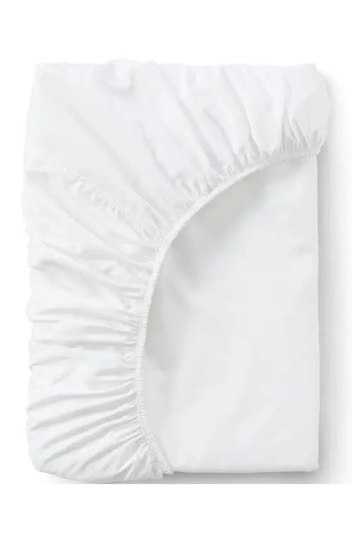 LANDS' END 417 Thread Count Premium Supima Cotton No Iron Sateen Fitted Bed Sheet - White