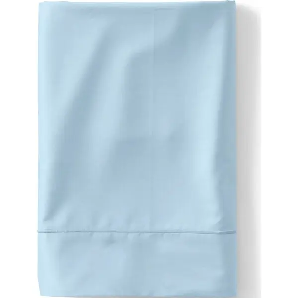 LANDS' END 400 Thread Count Premium Supima Cotton No Iron Sateen Flat Bed Sheet - Dusty Blue