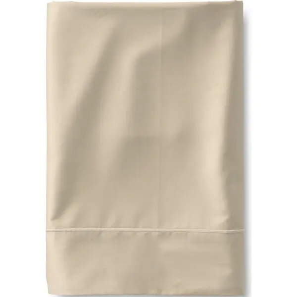 LANDS' END 400 Thread Count Premium Supima Cotton No Iron Sateen Flat Bed Sheet - Light Tan