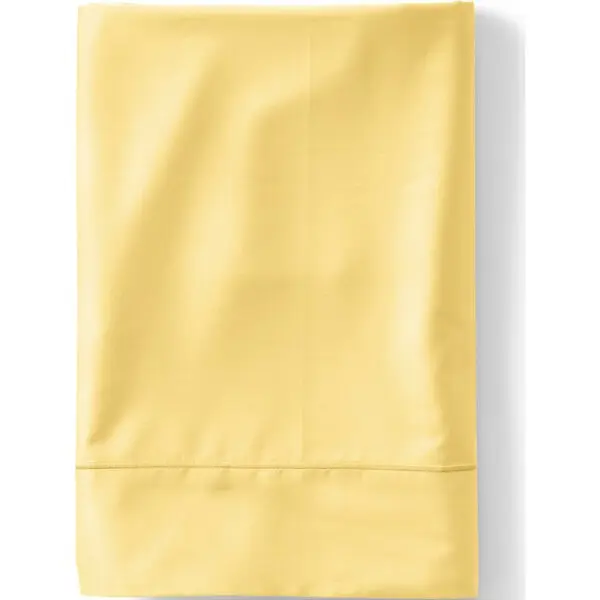 LANDS' END 400 Thread Count Premium Supima Cotton No Iron Sateen Flat Bed Sheet - Pale Sunbeam Yellow