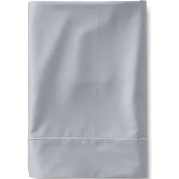 LANDS' END 400 Thread Count Premium Supima Cotton No Iron Sateen Flat Bed Sheet - Shale Gray