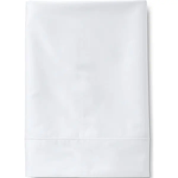 LANDS' END 400 Thread Count Premium Supima Cotton No Iron Sateen Flat Bed Sheet - White