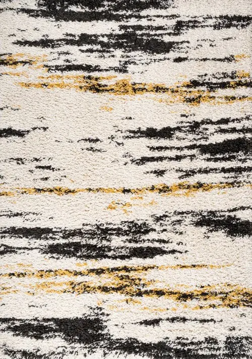 JONATHAN Y Nova Modern Bold Strie' Shag Area Rug - Beige/black/yellow