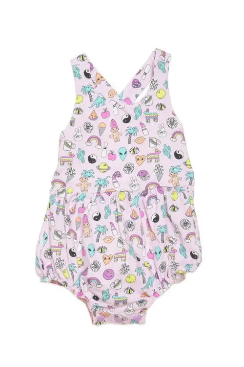 WORTHY THREADS Cross Back Bubble Romper - 90s Toys