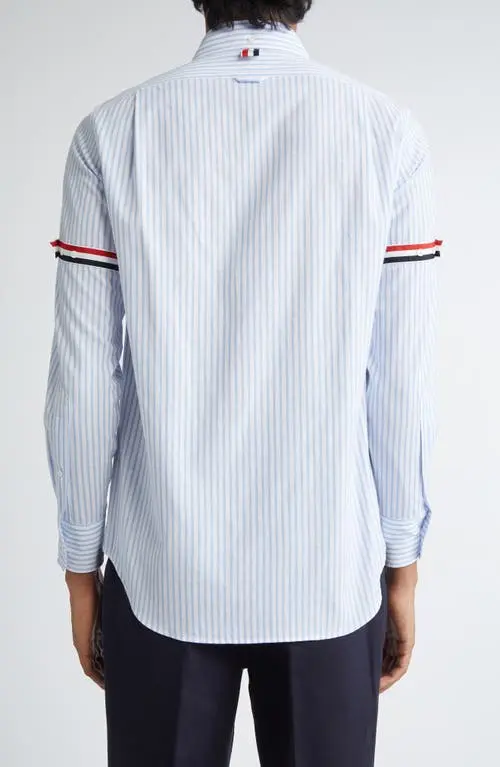 Thom Browne Armband Stripe Cotton Button-down Shirt - Light Blue