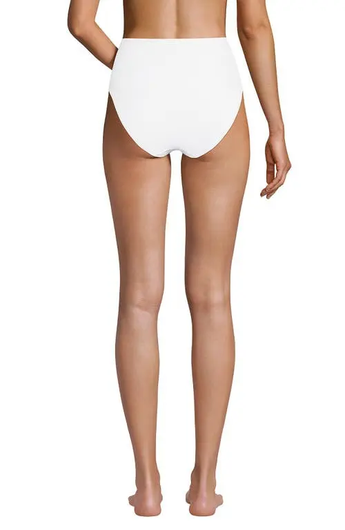 LANDS' END Ribbed High Waisted Bikini Bottom - White Ottoman