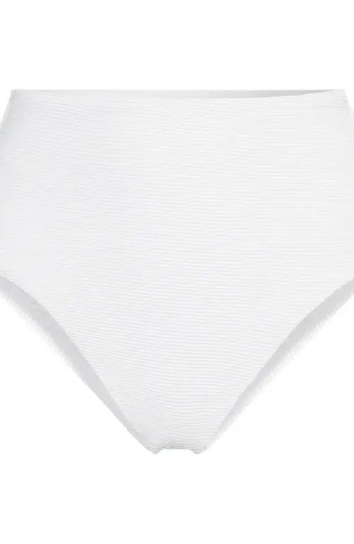 LANDS' END Ribbed High Waisted Bikini Bottom - White Ottoman