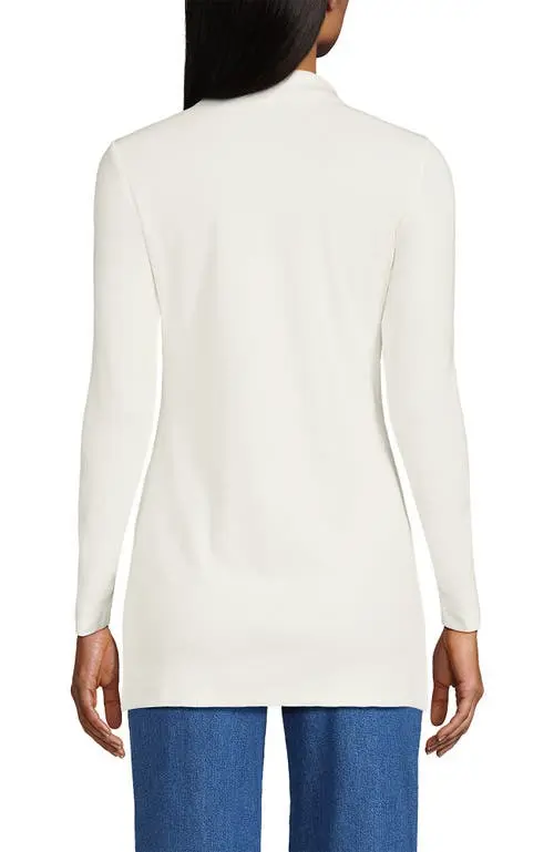 LANDS' END Long Sleeve Ribbed Tunic Shirt - Ivory