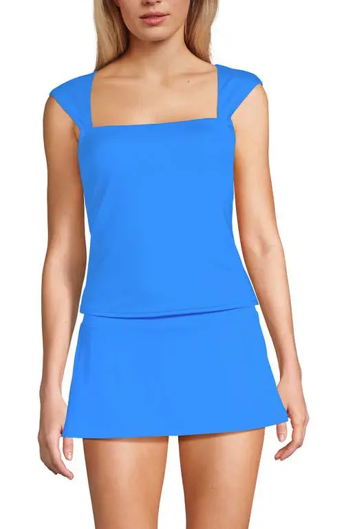 LANDS' END Square Neck Underwire Tankini Swimsuit Top - Freshwater Blue