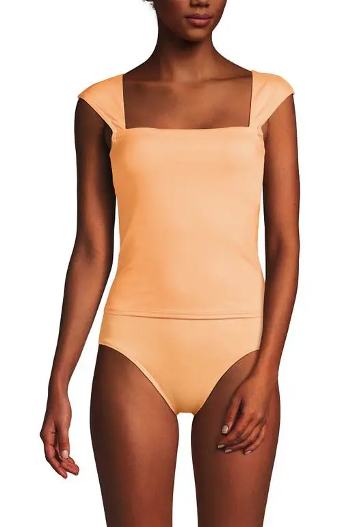 LANDS' END Square Neck Underwire Tankini Swimsuit Top - Orange Mist