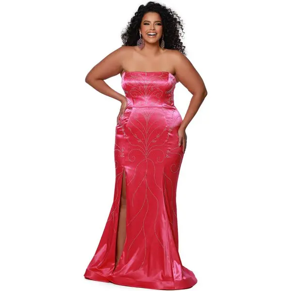 SYDNEY'S CLOSET Strapless Evening Gown - Fuchsia