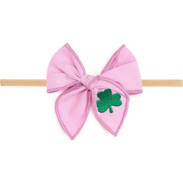 SWEET WINK Shamrock Bow Baby Headband - Bubblegum Pink