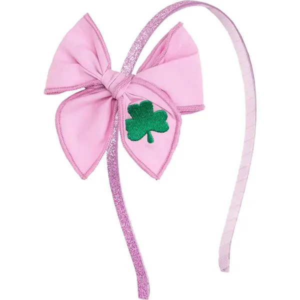 SWEET WINK Shamrock Bow Headband - Bubblegum Pink