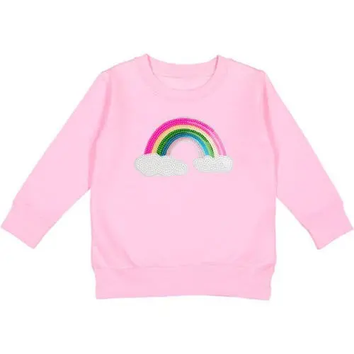 SWEET WINK Rainbow Sequin Patch Crewneck Sweatshirt - Pink