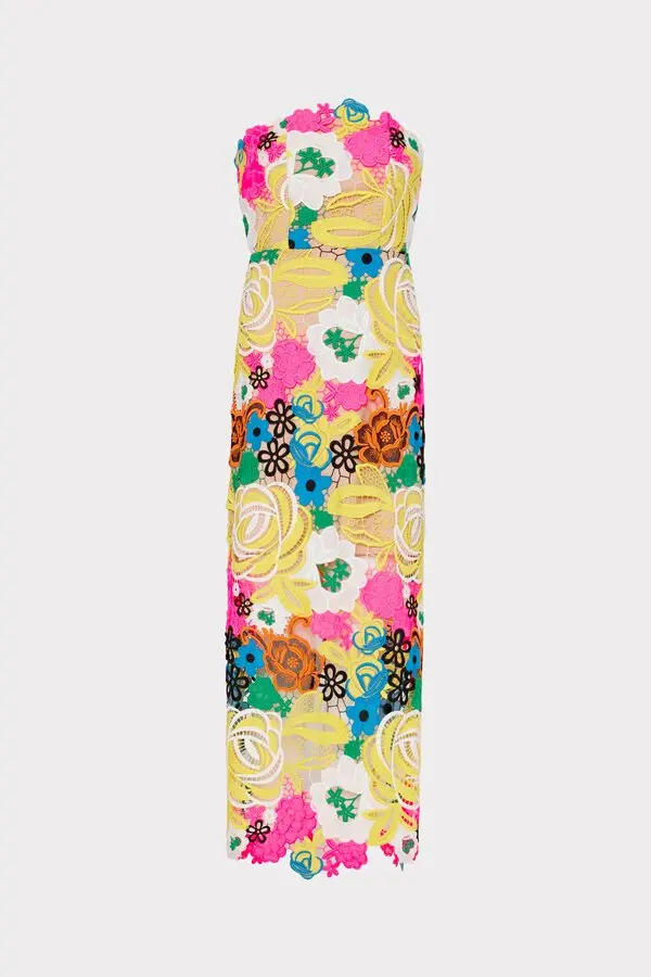 milly multi color lace dress Milly Kait Trois Color Lace Dress by Milly