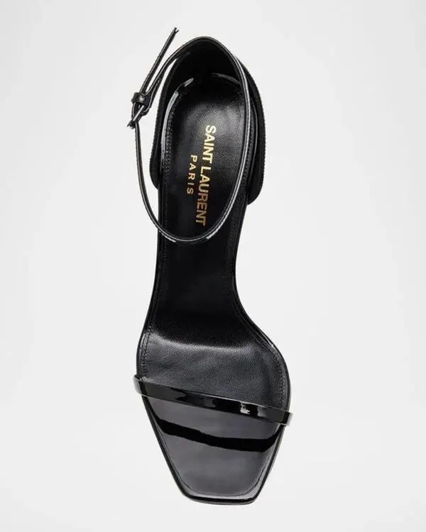 Saint Laurent Opyum 110mm Patent Leather Sandals - Noir