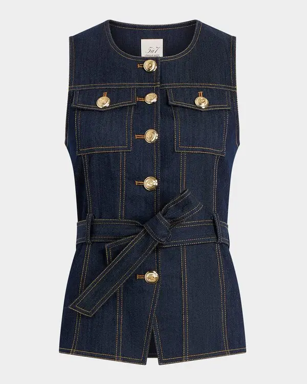 Cinq À Sept Reenee Belted Vest - Indigo