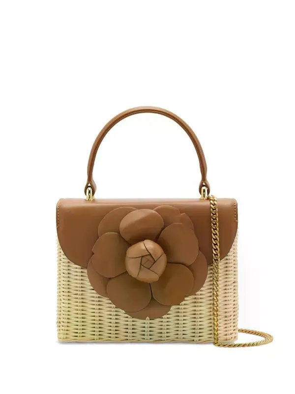 Oscar De La Renta Flower Appliqué Tote Bag - Neutrals