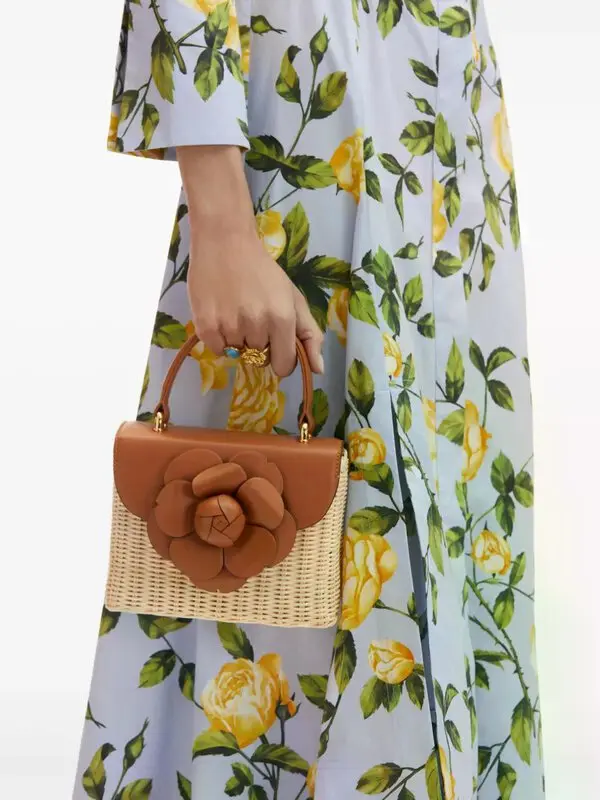 Oscar De La Renta Flower Appliqué Tote Bag - Neutrals