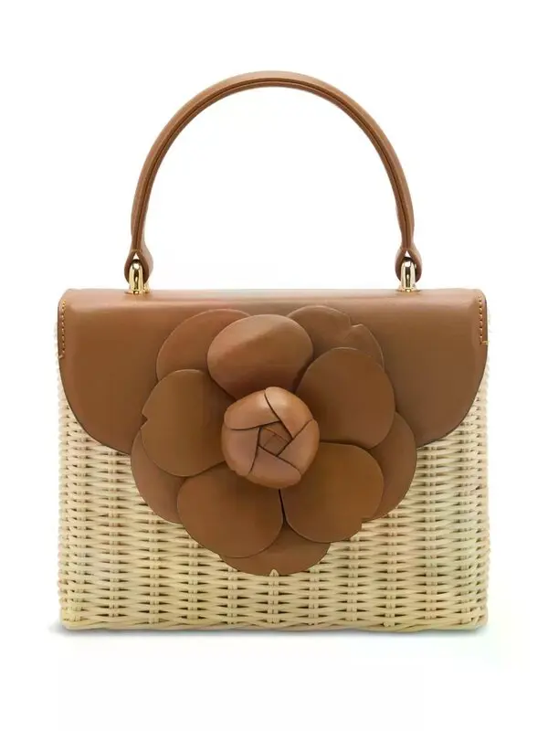 Oscar De La Renta Flower Appliqué Tote Bag - Neutrals