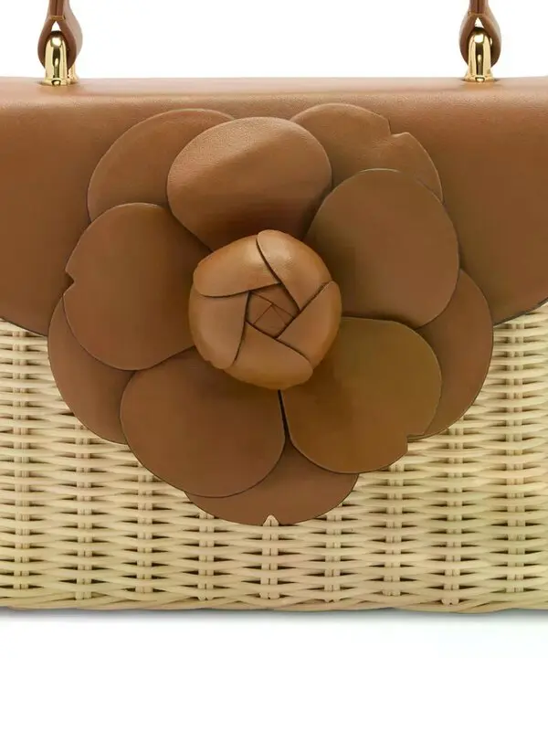 Oscar De La Renta Flower Appliqué Tote Bag - Neutrals