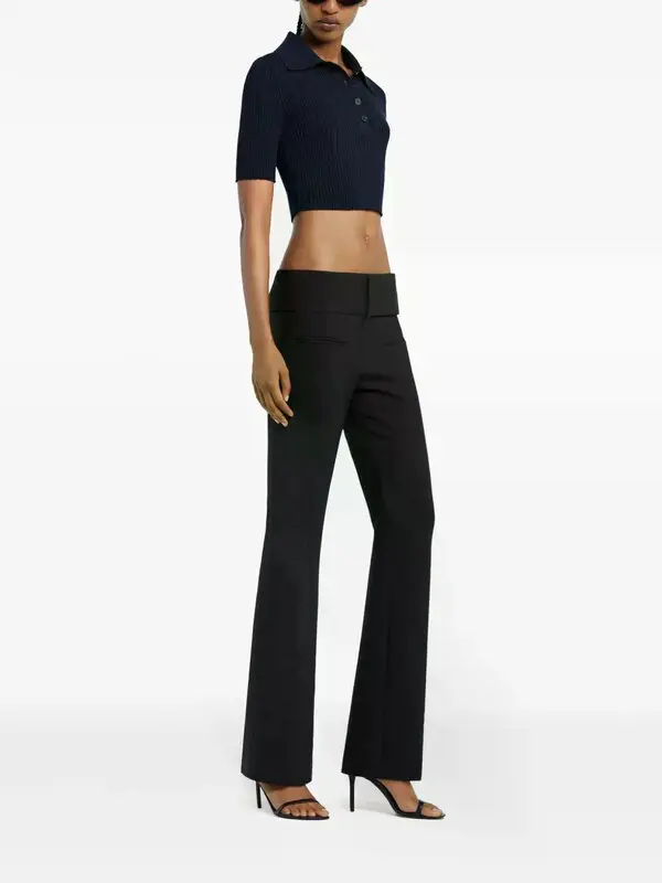 COURREGES Knitted Cropped Polo Top - Blue