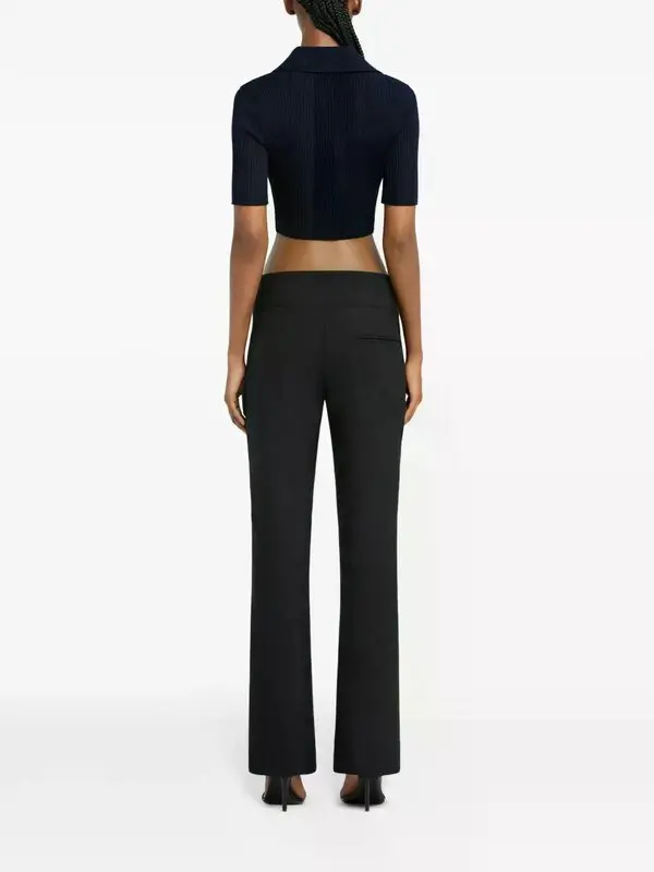 COURREGES Knitted Cropped Polo Top - Blue