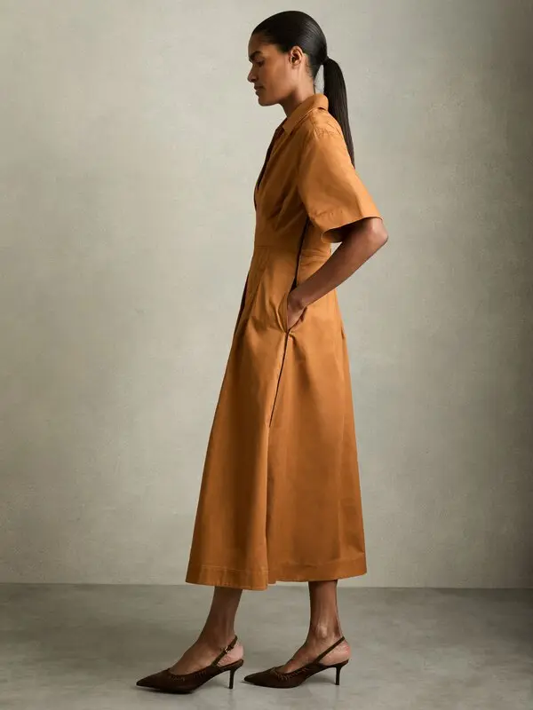 REISS Aubrey Cotton Midi Dress