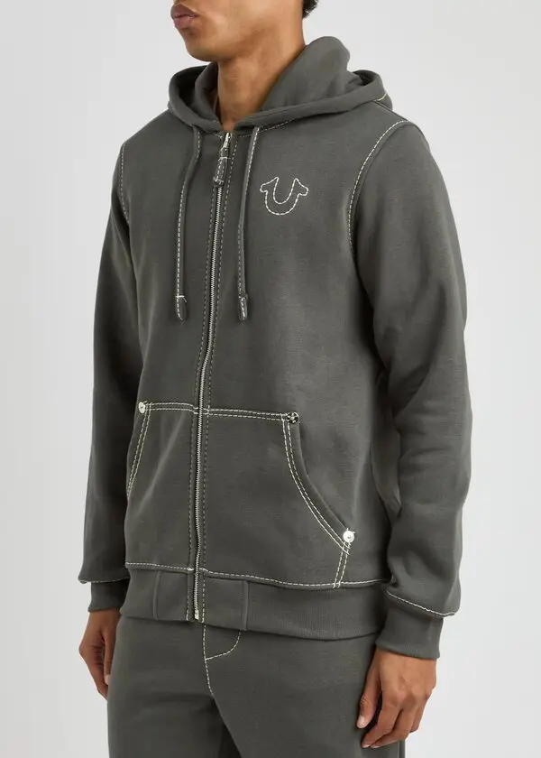 True Religion Big T Hooded Cotton-Blend Sweatshirt In Grey - 40 