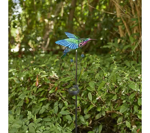 GLITZHOME 36' Solar Lighted Hummingbird Bed Gar Den Stake - One-color