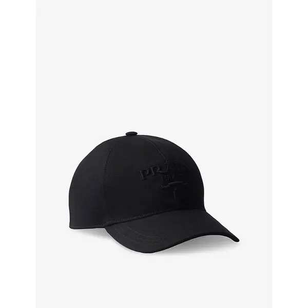 Prada Logo-embroidered Cotton-canvas Baseball Cap - Black