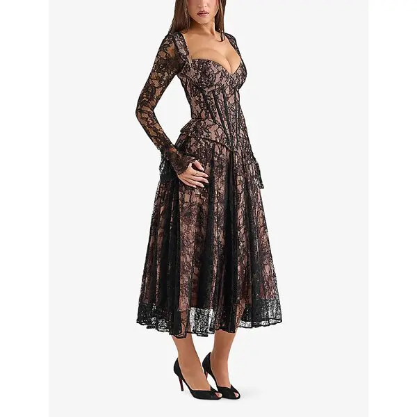 sexy lace dress plus size Sexy Plus Size Lace Plunge Midi Dress – SEXY AFFORDABLE CLOTHING main image 0