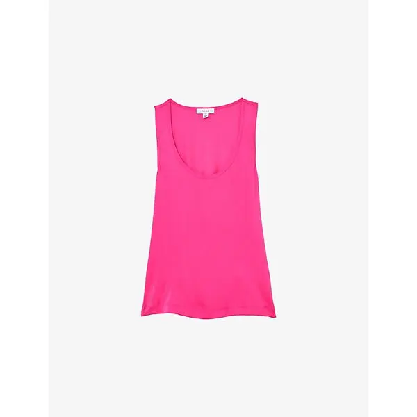 REISS Ruby Sleeveless Stretch-silk Top - Fuchsia Pink