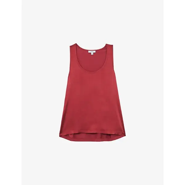 REISS Ruby Sleeveless Stretch-silk Top - Rose Red