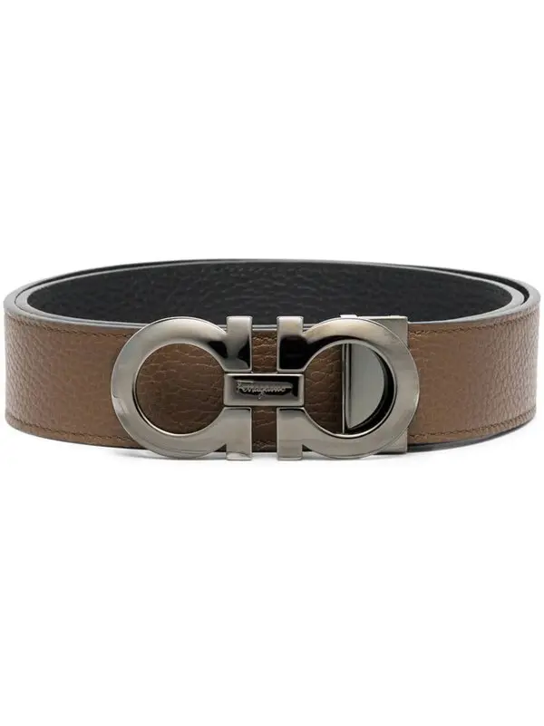 FERRAGAMO Leather Belt - Brown Sugar Nero