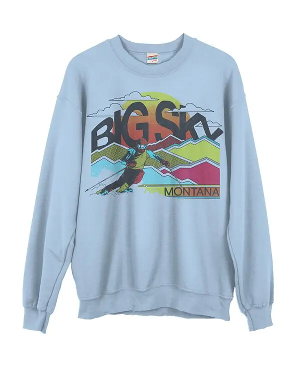 Junk Food Clothing Big Sky Montana Fleece Sweatshirt - Light Blue