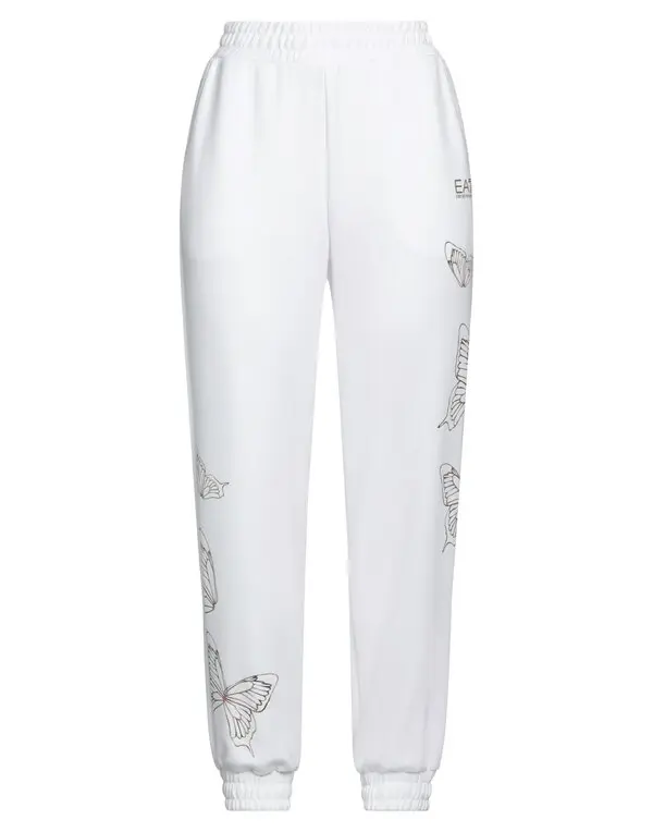 EA7 Polyester, Modal, Elastane Track Pants With Metallic Print - White