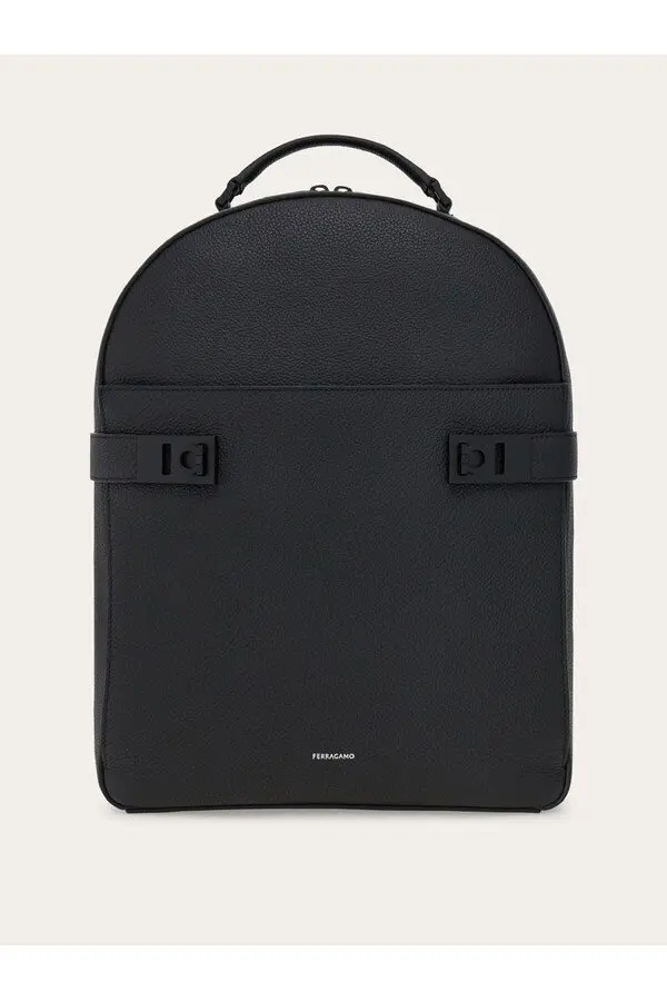 FERRAGAMO Backpack With Gancini Buckles - Black
