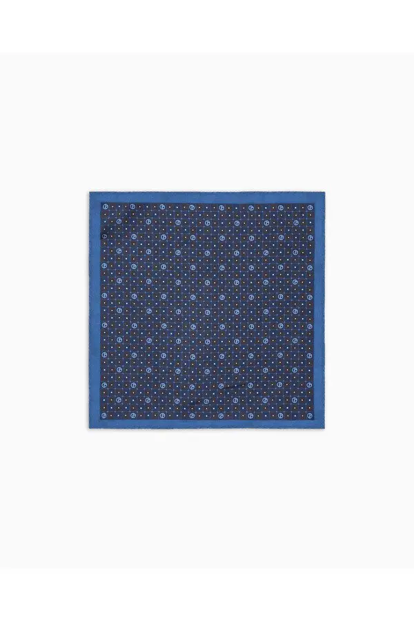 Giorgio Armani Printed Silk Pocket Square - Blue