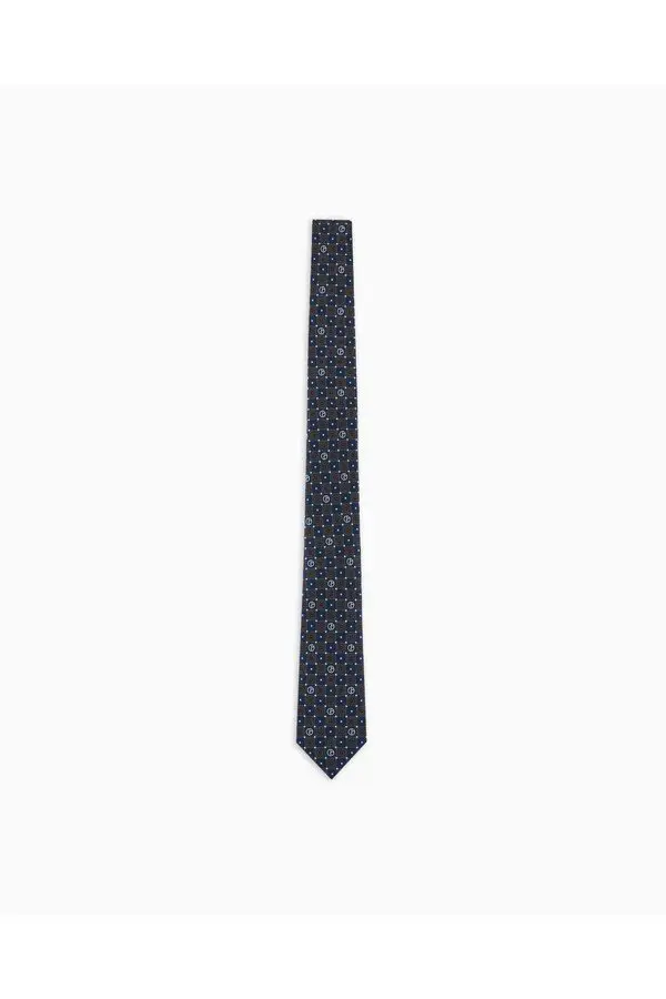 Giorgio Armani Printed Silk Neck Tie - Blue