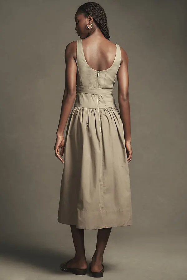 Anthropologie Sleeveless Drop-Waist Midi Dress In Green - 44% Off |  Editorialist