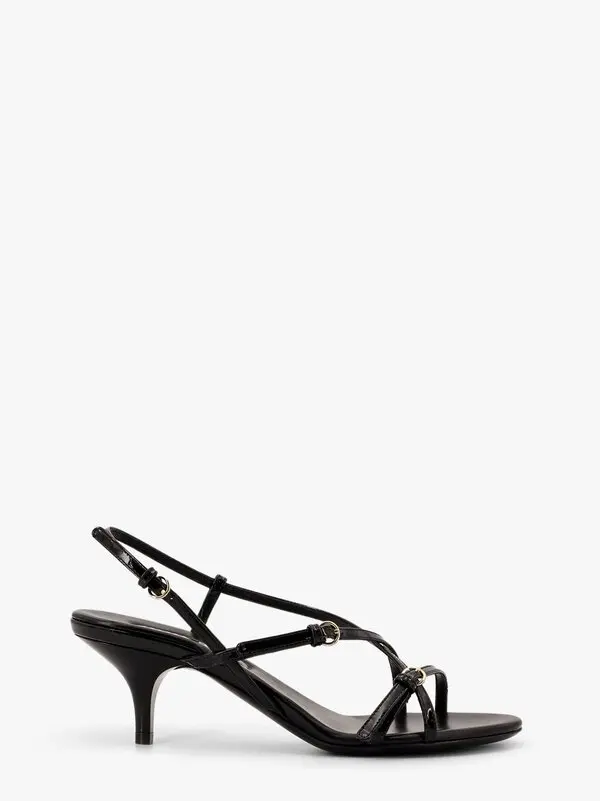 Miu Miu Patent Leather Sandals With Gold Buckles