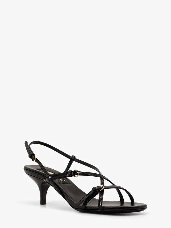 Miu Miu Patent Leather Sandals With Gold Buckles