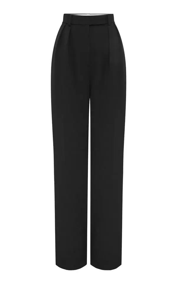 Alex Perry Tailored Wool-blend Straight-leg Trousers - Black