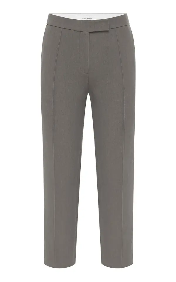 Alex Perry Cropped Wool-blend Straight-leg Pants - Grey