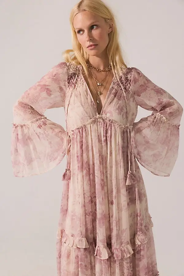 Free People Weeping Willows Maxi Dress - Tea Combo